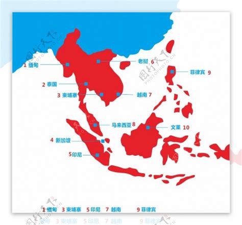 东盟十国区域地理位置图图片素材 编号36161646 图行天下