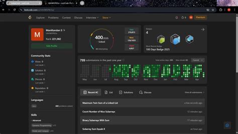 Leetcode Coding Problemsolving Achievement Learning Datastructures Manikandan Sivakumar