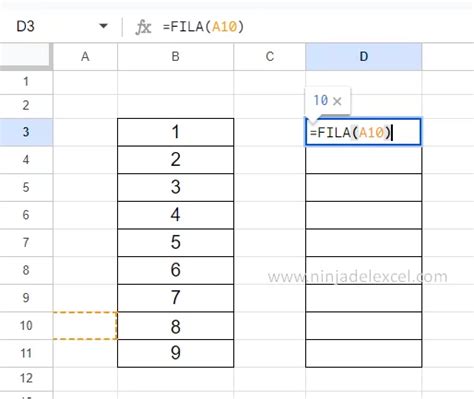 Cómo Usar la Función FILA en Google Sheets Ninja del Excel