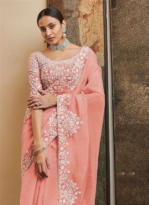 Trendy Peach Color Blouse Designs For Silk Sarees Latest Designs In 2024