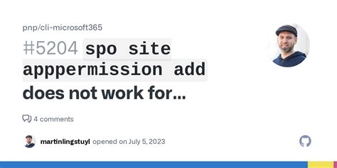 `spo site apppermission add` does not work for service principals
