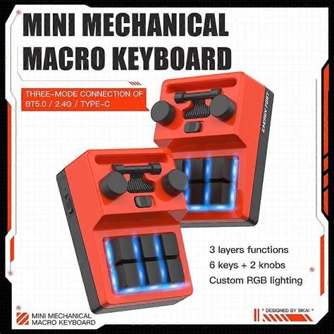 Custom Programming Macro Knob Keyboard 6 Keys Macropad Copy Paste Rgb