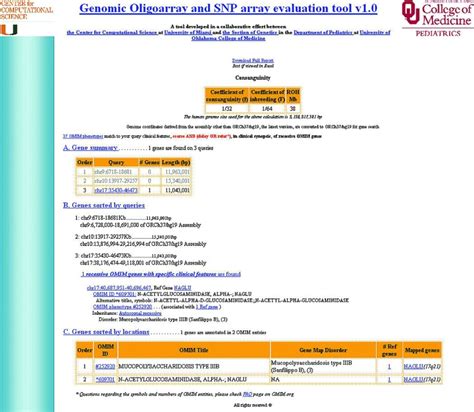 single nucleotide polymorphism array evaluation tool report of search