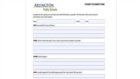 Free 6 Student Statement Forms In Sample Example Format