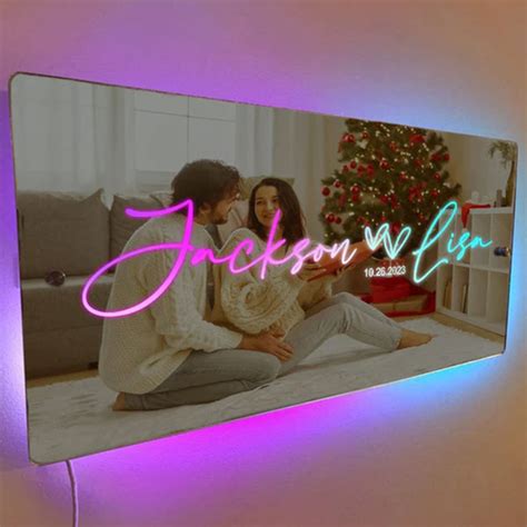 Personalized Name Led Neon Mirror Sign Customized Illuminated Name Mirror Sign Personalized