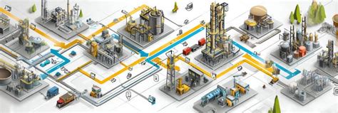 Isometric Refinery Layout Showcasing Animated Workflow Arrows For Efficient Operations And