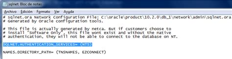 se me ocurre sqlnet ora sqlnet authentication services en windows