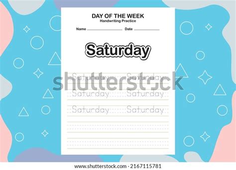 Day Name Week Trace Writing Practice เวกเตอร์สต็อก ปลอดค่าลิขสิทธิ์