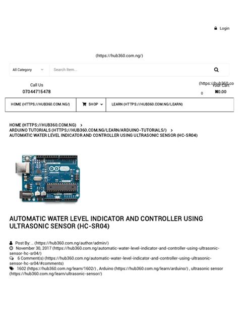 Automatic Water Level Indicator And Controller Using Ultrasonic Sensor