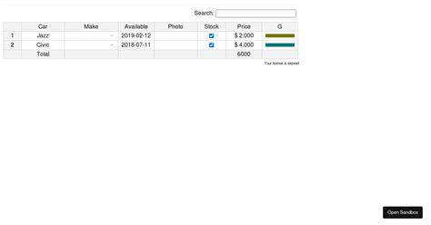 Jspreadsheet Pro Examples CodeSandbox
