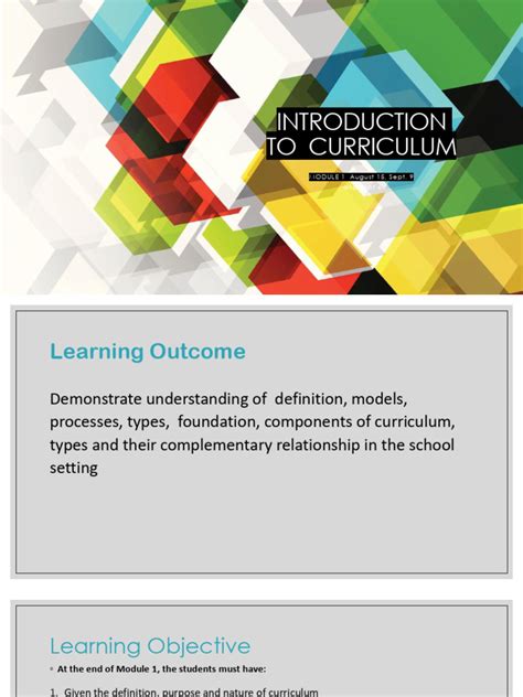 Module 1 Introduction To Curriculum Pdf