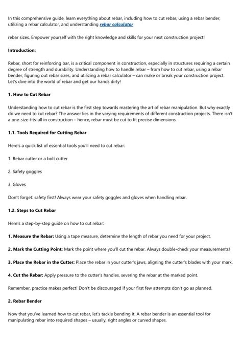 PPT Mastering Rebar How To Cut Rebar Rebar Bender Rebar Calculator Rebar Sizes PowerPoint