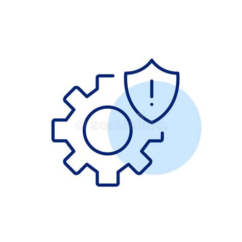 Cogwheel Security Shield And Exclamation Mark Critical System Error Alert Stock Illustration