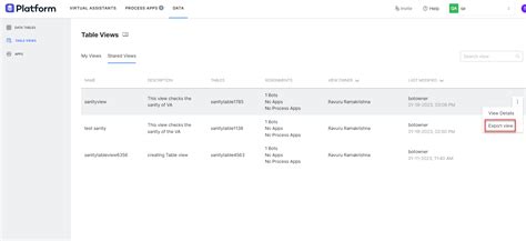 Table View Kore Ai Docs
