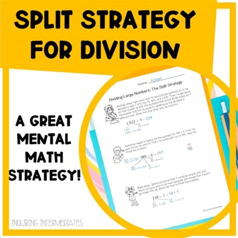 Split Strategy For Division Worksheets By Inquiring Intermediates