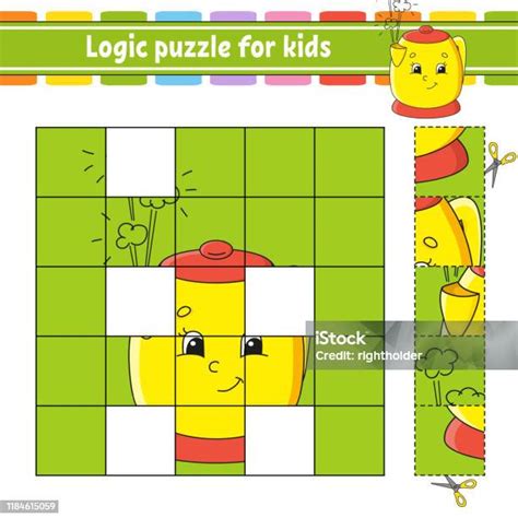 아이들을위한 논리 퍼즐 교육 개발 워크 시트 아이들을위한 게임을 학습 활동 페이지 유아용 유치원 수수께끼 귀여운 만화 스타일의 간단한 평면 고립 벡터 일러스트 0명에 대한