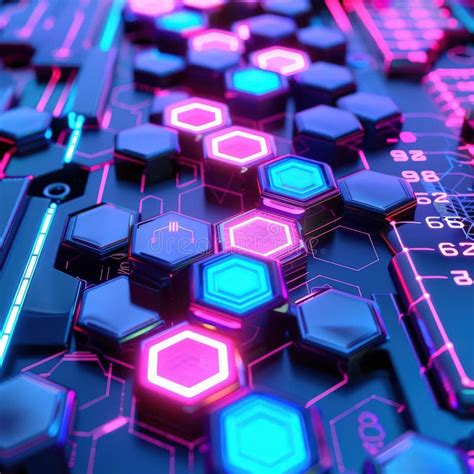 Graphic Of Abstract Representation Of Aidriven Data Visualization Using Neon Colors And Hitech
