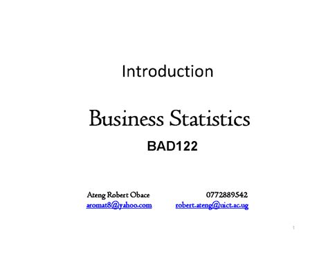Business Stat Introdn Introduction Business Statistics Ateng Robert