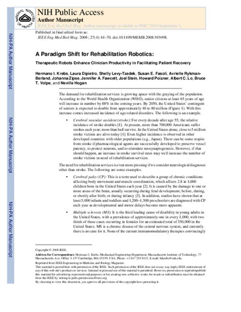 Pdf A Paradigm Shift For Rehabilitation Robotics