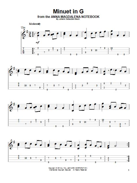 Minuet In G By Johann Sebastian Bach Ukulele Guitar Instructor
