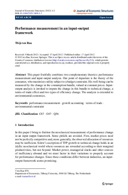 pdf performance measurement in an input output framework