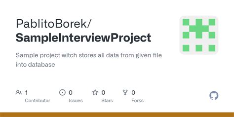 Github Pablitoboreksampleinterviewproject Sample Project Witch Stores All Data From Given
