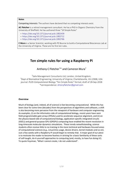 Ten Simple Rules For Using A Raspberry Pi Deepai