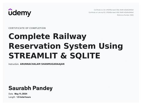 Completed Udemys Complete Railway Reservation System Using Streamlit And Sqlite Saurabh