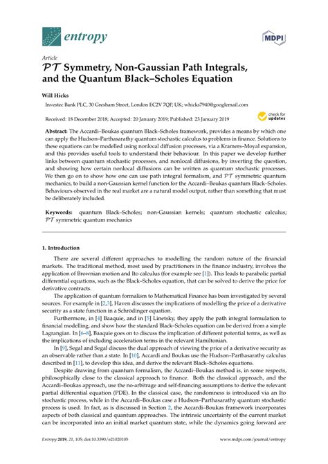Pdf Pt Symmetry Non Gaussian Path Integrals And The Quantum Black