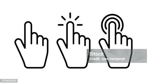 마우스 클릭 커서 손 모양 아이콘 집합입니다 벡터 일러스트 레이 션 아이콘에 대한 스톡 벡터 아트 및 기타 이미지 아이콘 가볍게 두드리기 손가락 Istock