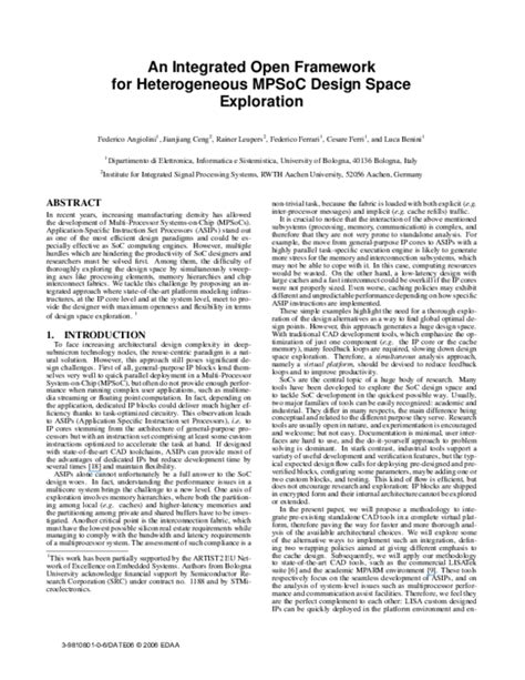 Pdf An Integrated Open Framework For Heterogeneous Mpsoc Design Space