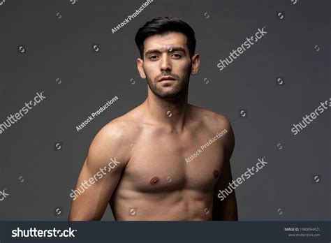 Sexy Handsome Shirtless Man Isolated Gray Stock Photo Shutterstock