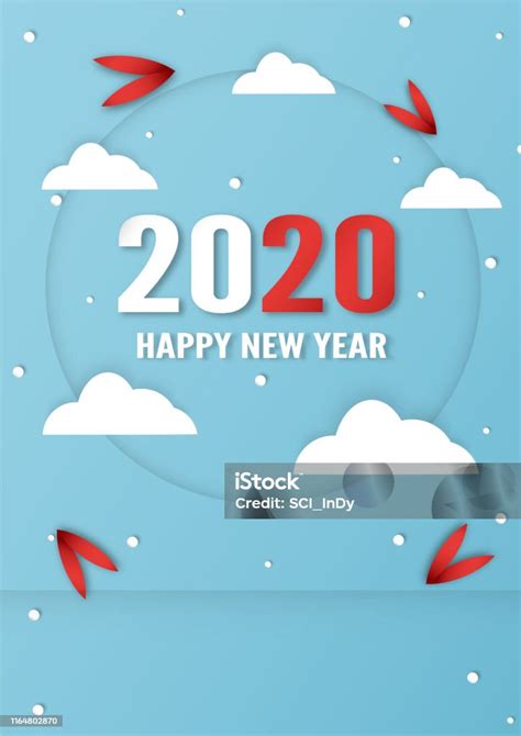 새해 복 많이 받으시고 2020 년 쥐의 해 표지 책 배너 초대장 포스터 전단지를위한 템플릿 디자인 종이 컷 및 공예 스타일의 벡터 일러스트레이션 2020년에 대한 스톡