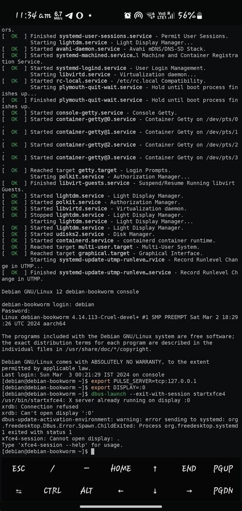 lxc when i try to connect debian lxc xfce desktop into termux x11