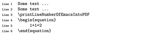 How Can I Add Some Line Numbers Of Emacs Into Pdf Created By Latex