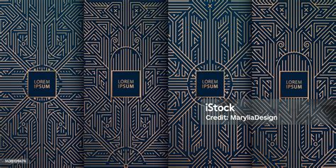 텍스트를위한 공간 추상적 인 아르 데코 기하학적 프레임 고급 패키지 템플릿을위한 트렌디 한 빈티지 라인 스타일의 모노그램 디자인의 벡터 세트 결혼식 초대장 표지 카드 인쇄