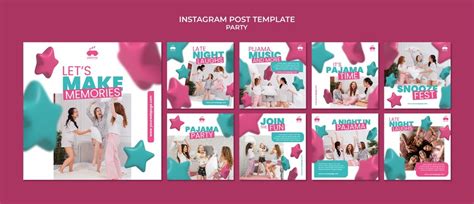 파자마 파티 템플릿 디자인 무료 Psd 파일
