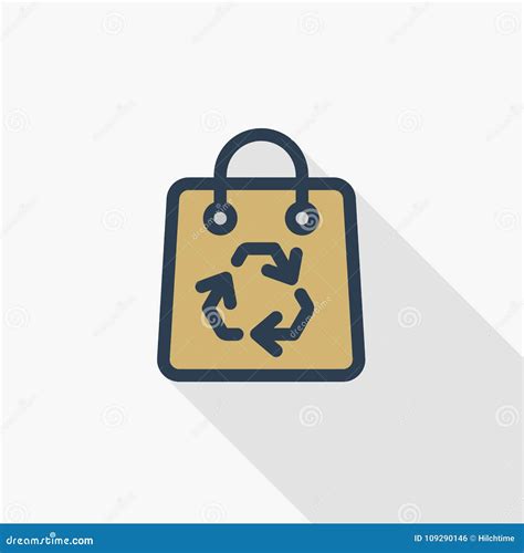 Fabric Bag Icon With Recycling Symbol Shopping Thin Line Flat Color Icon Linear Vector Symbol