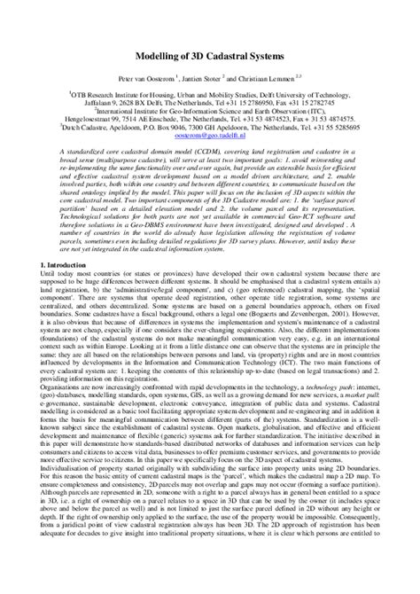 Pdf Modelling Of 3d Cadastral Systems