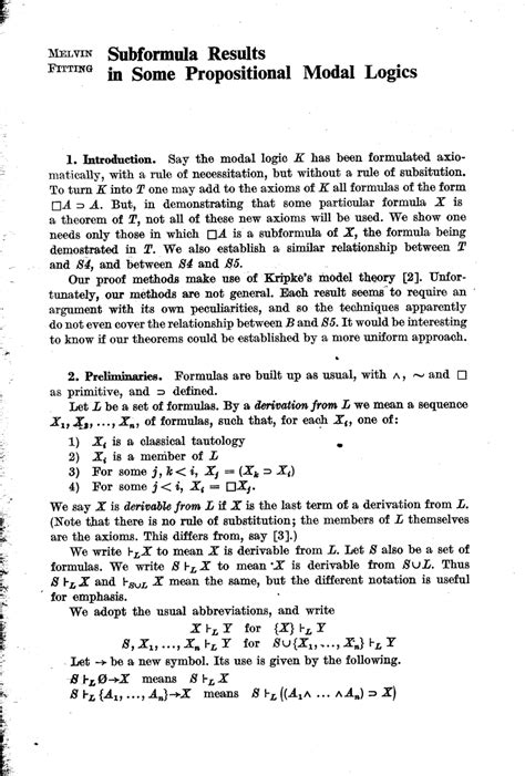 Pdf Subformula Results In Some Propositional Modal Logics
