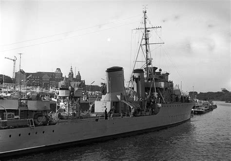 Polish Wicher Class Destroyer Orp Burza 1955 Veteran Ship With