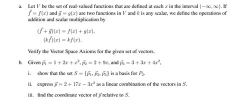 solved a let v be the set of real valued functions that are
