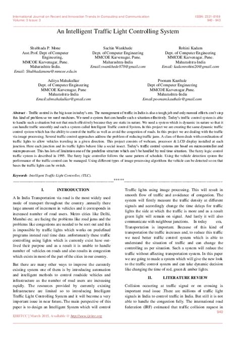 Pdf Smart Traffic Light Control System