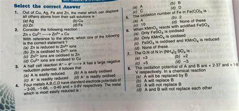 Solved Redox Reactions 9 Equivalent Mass Of Oxidising Agent