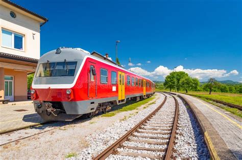 A Two Car Diesel Multiple Unit Series Regional Train Of The Slovenian Railways Stock Image