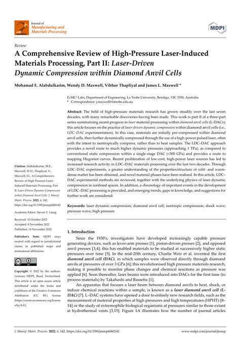 Pdf A Comprehensive Review Of High Pressure Laser Induced Materials Processing Part Ii Laser
