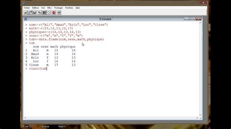 R 4 Les Bases De R Les Dataframes Youtube