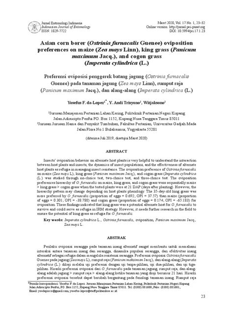 Asian Corn Borer Ostrinia Furnacalis Guenee Ovipos Pdf Analysis Of Variance Maize