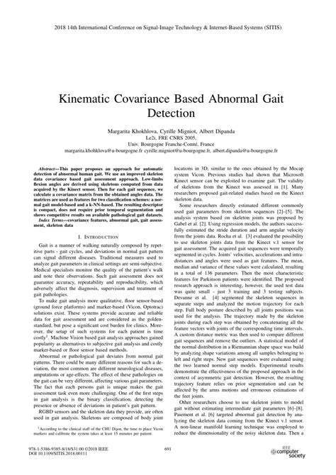 Pdf Kinematic Covariance Based Abnormal Gait Detection