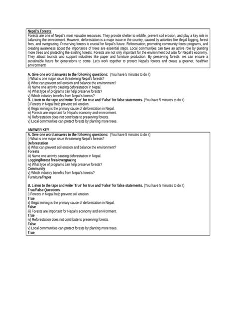 text questions answers pdf forests deforestation